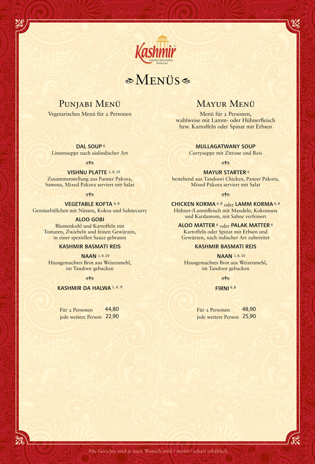 Speisekarte – kashmir-restaurant.de
